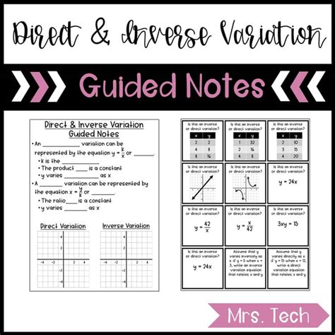 Direct And Inverse Variation Guided Notes By Mrstech Tpt