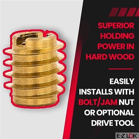 E Z Lok Knife Threaded Insert For Hard Wood Brass