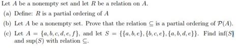 Solved Let A Be A Nonempty Set And Let R Be A Relation On A