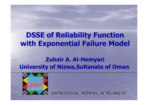 Pdf Dsse Of Reliability Function With Exponential Failure Model