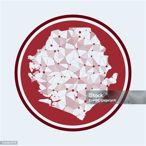 시에라리온 아이콘입니다 국가의 트렌디 한 기술 로고 기하학적 메쉬 라운드 디자인 기술 인터넷 네트워크 통신 개념 벡터 그림입니다