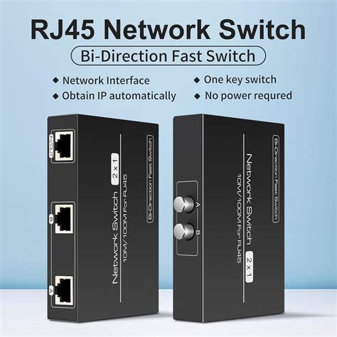 Network Switch Ethernet 2 Port Rj45 Box 2 In 1 Out Switcher Splitter Adapter 2×1 Or 1×2 10m 100m