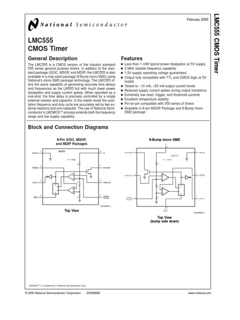Lmc555 Cmos Timer General Description Features Pdf Electricity Electrical Circuits Lmc555 Cmos Timer General Description Features Pdf Electricity Electrical Circuits