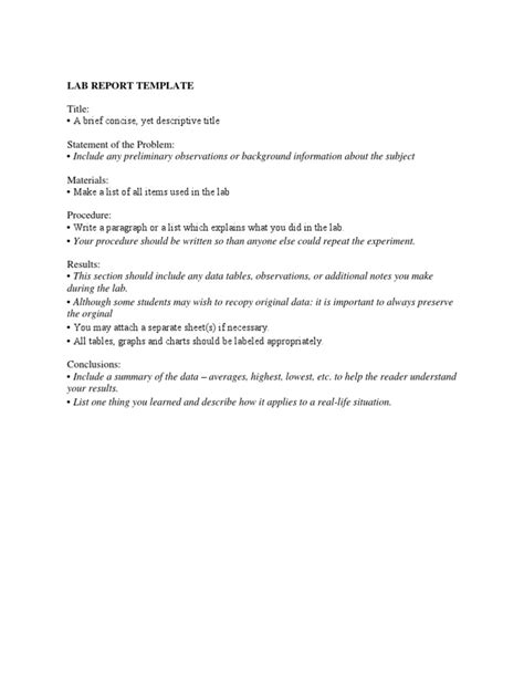 Developing An Effective Lab Report Template Guidelines For Documenting