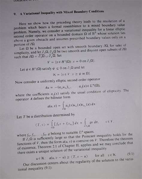 Solved 9 A Variational Inequality With Mixed Boundary