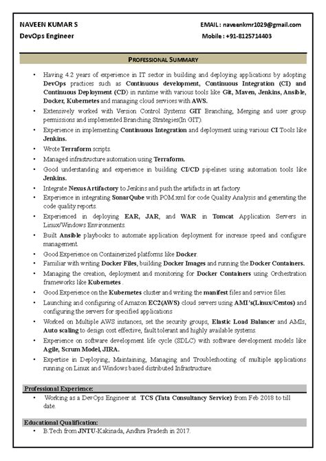 Naveen Kumar S Profile For Devops Engineer Naveen Kumar S Email Naveenkmr1029gmail Devops