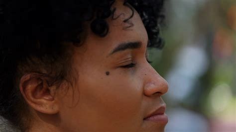 Happy Young Black Woman Looking At Sky Close Stock Footage Sbv