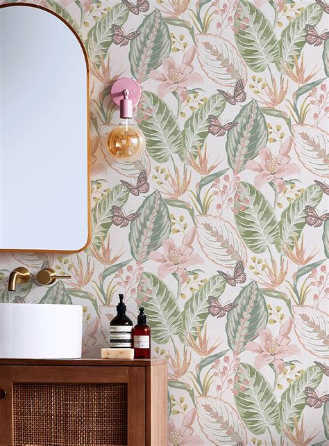 Wallpaper Exotic Escape White Grey Wallpaper From The 70s