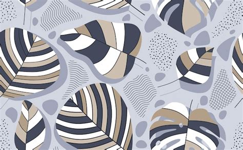 Premium Vector Seamless Repeating Pattern With Abstract Leaf Shapes