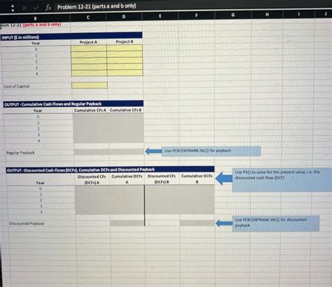 Solved Please Help Me Solve The Excel Spreadsheet Values