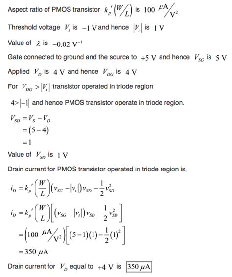 Solved Problem 12a Pmos Drain Current Assume Zero