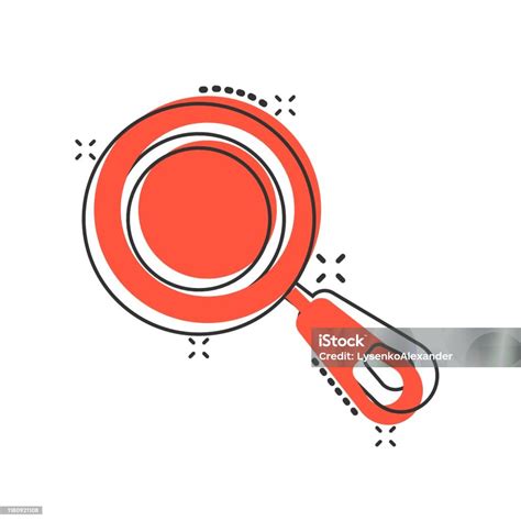 만화 스타일의 벡터 만화 프라이팬 아이콘입니다 요리 팬 컨셉 일러스트 그림 그림입니다 프라이팬 주방 장비 비즈니스 스플래시 효과