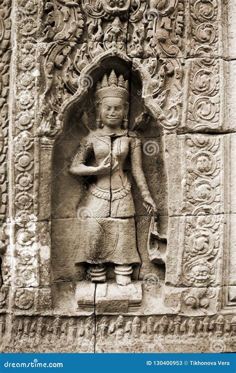 Mural At The Angkor Wat Temple Complex Cambodia Stock Image Image Of Culture Mural 130400953