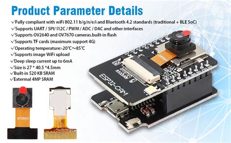 Ruizhi 3 Pièces Esp Cam Conseil De Développement Esp Cam Carte Wifi Bluetooth Esp032 Cam Mb