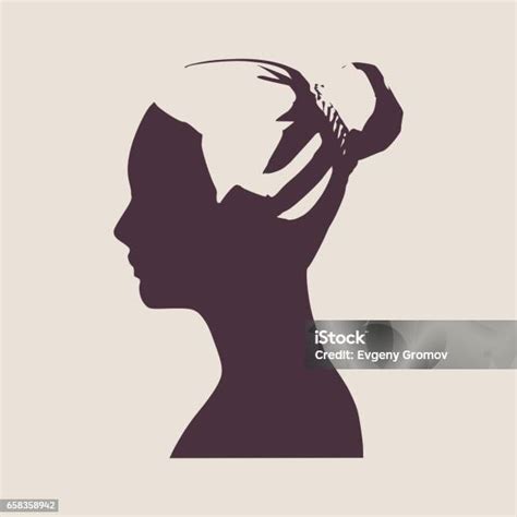 여성의 머리의 실루엣입니다 얼굴 측면 보기입니다 곱슬 머리에 대한 스톡 벡터 아트 및 기타 이미지 곱슬 머리 관능 긴
