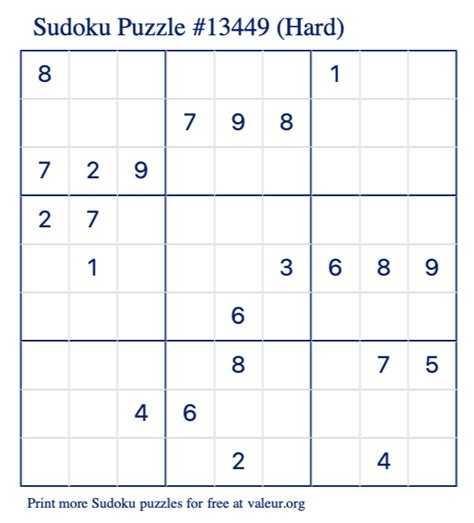 Free Printable Hard Sudoku With The Answer 13449