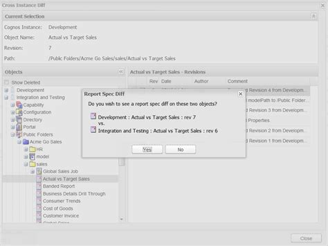 Compare Objects Across Two Cognos Environments Motio