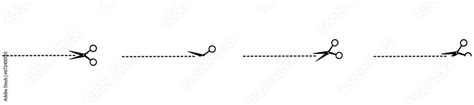 Cut Line Icon With Scissor Cut Here Guidance Scissors And Dash Coupon Mark And Symbol For