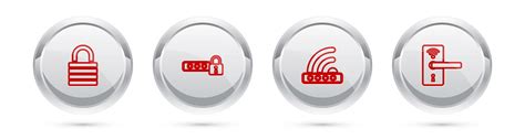 세트 라인 잠금 암호 보호 와이파이 잠금 및 무선디지털 도어 실버 서클 버튼 벡터 금고 보안 장비에 대한 스톡 벡터 아트 및 기타 이미지 금고 보안 장비 시간대 0명