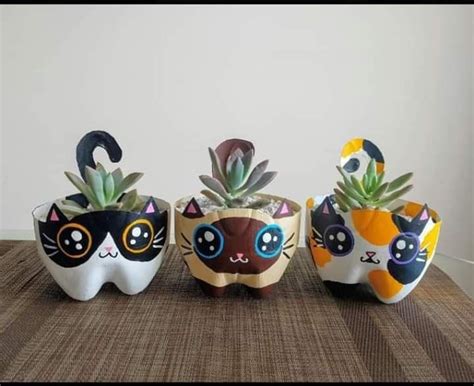 Macetas Recicladas 🐱 Upcycled Crafts Diy Bottle Crafts Flower Pot Crafts