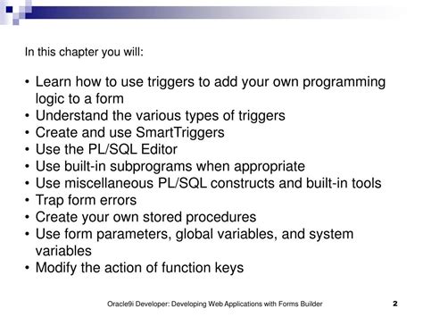 Ppt Chapter 6 Using Triggers The Plsql Editor Syntax Palette And