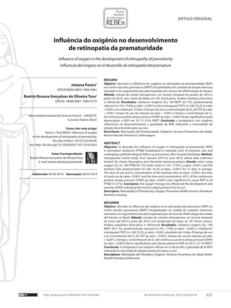 Pdf Influence Of Oxygen In The Development Of Retinopathy Of Prematurity
