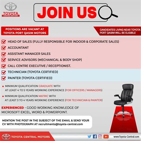 Toyotacentralmotors Toyotaportqasimmotors Jobopenings Portqasim