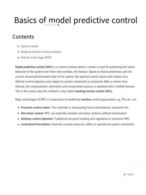 basics of model predictive control — do mpc 4 6 5 documentation pdf applied mathematics