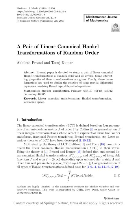 A Pair Of Linear Canonical Hankel Transformations Of Random Order