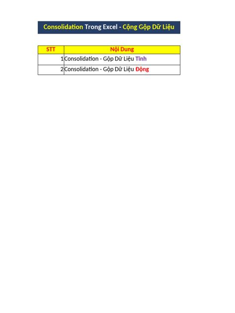 Consolidation Trong Excel Pdf