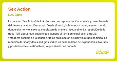 Significado De La Canción Sex Action L A Guns Letras Com