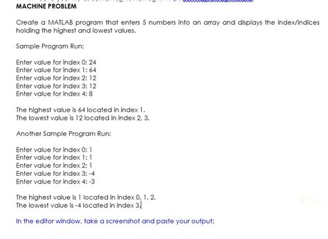 Solved Machine Problem Create A Matlab Program That Enters 5 Numbers