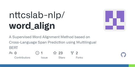 github nttcslab nlp word align a supervised word alignment method based on cross language
