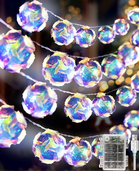 Acelist 50 Led Holographic Iridescent String Lights 164ft