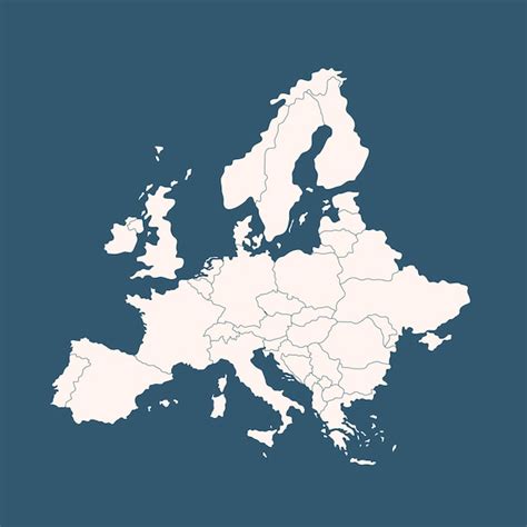 Mapa De Alta Qualidade Da Europa Com Fronteiras De Regiões Vetor Premium