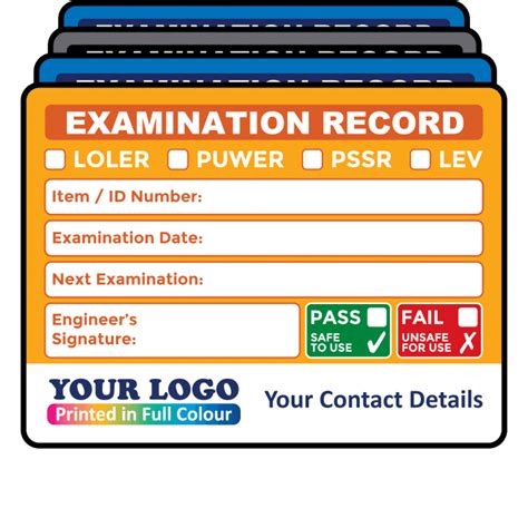 Personalised Loler Puwer And Pssr Labels Extra Large Examination Records