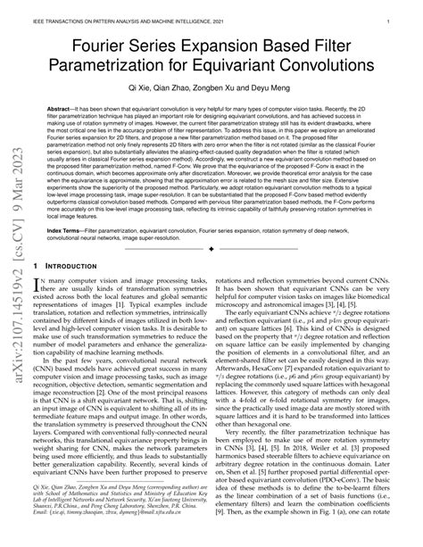 Pdf Fourier Series Expansion Based Filter Parametrization For Equivariant Convolutions