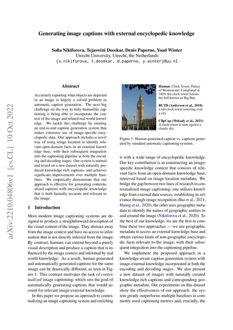 Generating Image Captions With External Encyclopedic Knowledge Deepai