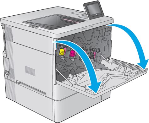 2 제품의 왼쪽 상단 에 있는 토너 수집 장치 도어를 엽니다