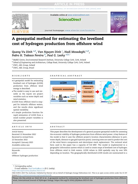 Pdf A Geospatial Method For Estimating The Levelised Cost Of Hydrogen