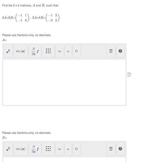 Solved Find The Matrices A And B Such Chegg Com