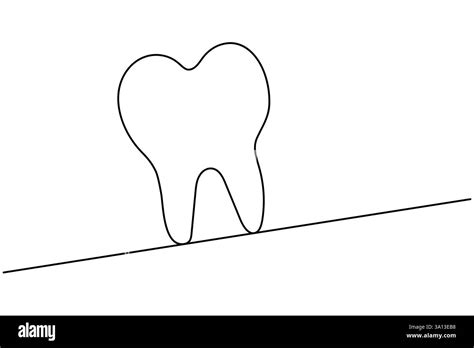 Teeth Continuous One Line Drawing And Simple Isolated Outline Vector