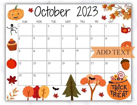 Editable October 2026 Calendar Printable Calendar School Calendar
