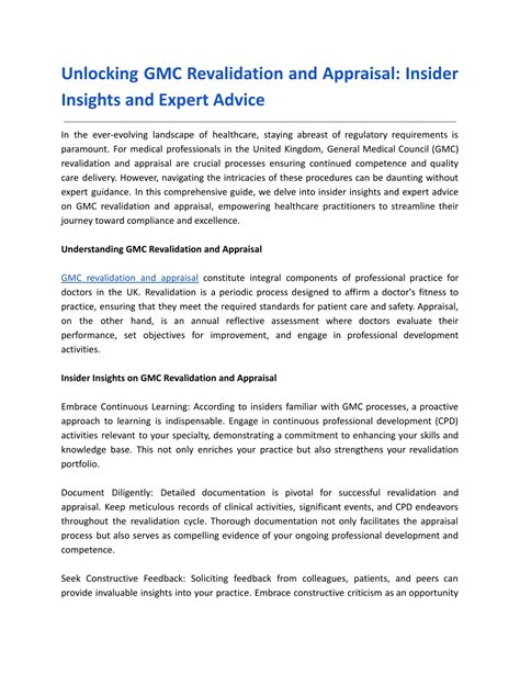 Ppt Unlocking Gmc Revalidation And Appraisal Insider Insights And