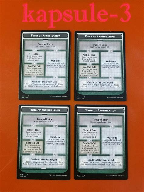 4x Tomb Of Annihilation Token Forgotten Realms Mtg Magic Cards Ebay