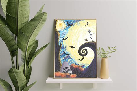 Skitonts Poster No Frame Wall Art Home Decor Jack Skellington Halloween Starry Night Tt0308