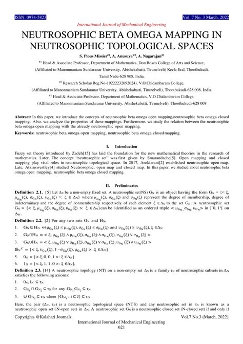 Pdf Neutrosophic Beta Omega Mapping In Neutrosophic Topological Spaces