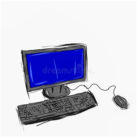 An Illustration Of A Computer That Is A Monitor Screen Keyboard And Mouse Stock Illustration
