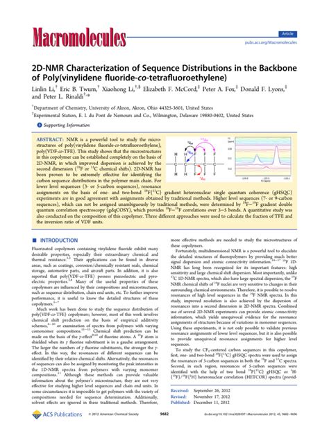 2012 2d Nmr Characterization Of Sequence Distributions In The Backbone