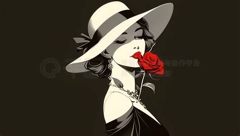 插画ai数字艺术 手拿玫瑰花的美丽优雅女士的插画 Ai平面元素免费下载png格式4032像素编号70856970 千图网